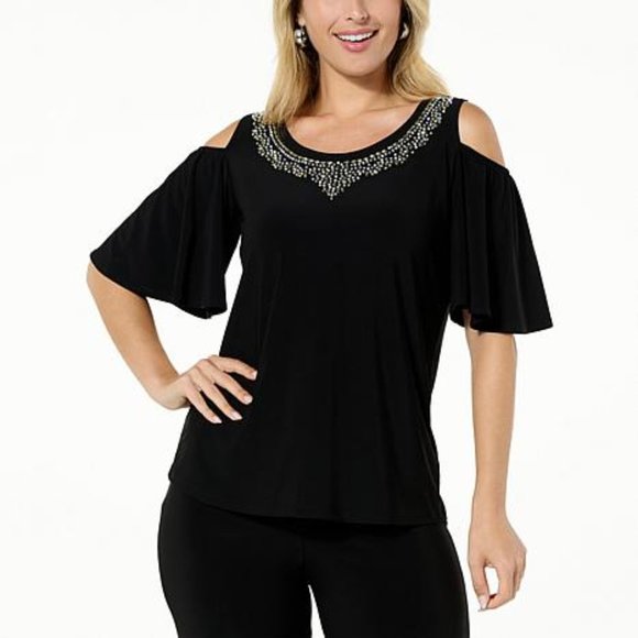 CURATIONS | Tops | Nwt Curations X Debbie Denmon Bellsleeve Top With Faraj Beads | Poshmark